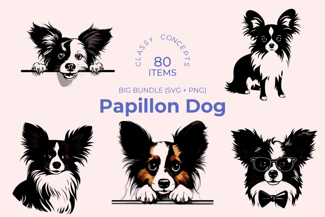 Papillon Dog SVG Bundle: 80 Craft Cut Files (digital Download) - Etsy