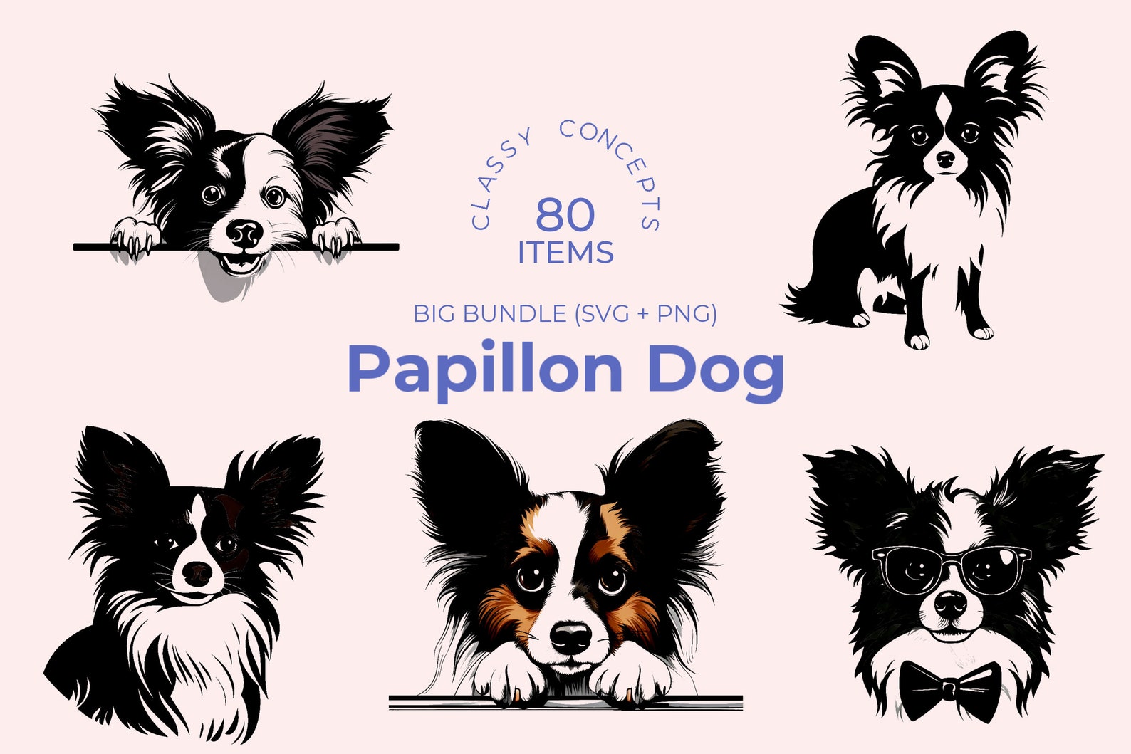 Papillon Dog SVG Bundle: 80 Craft Cut Files (digital Download) - Etsy