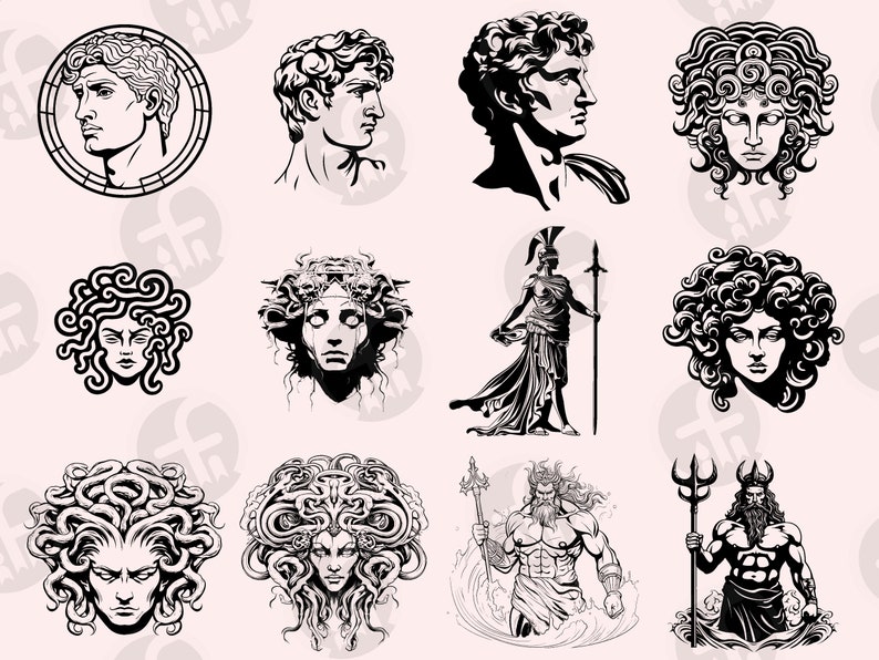 Greek Mythology SVG Bundle - 96 Cut Files - Olympus Gods - Sublimation ...