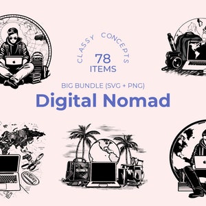 Digital Nomad SVG 78 Cut Files Lifestyle Illustrations Cricut SVG ...