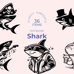 Cool Shark SVG Bundle 96 Cut Files Ocean Predator for Laser Cutting ...