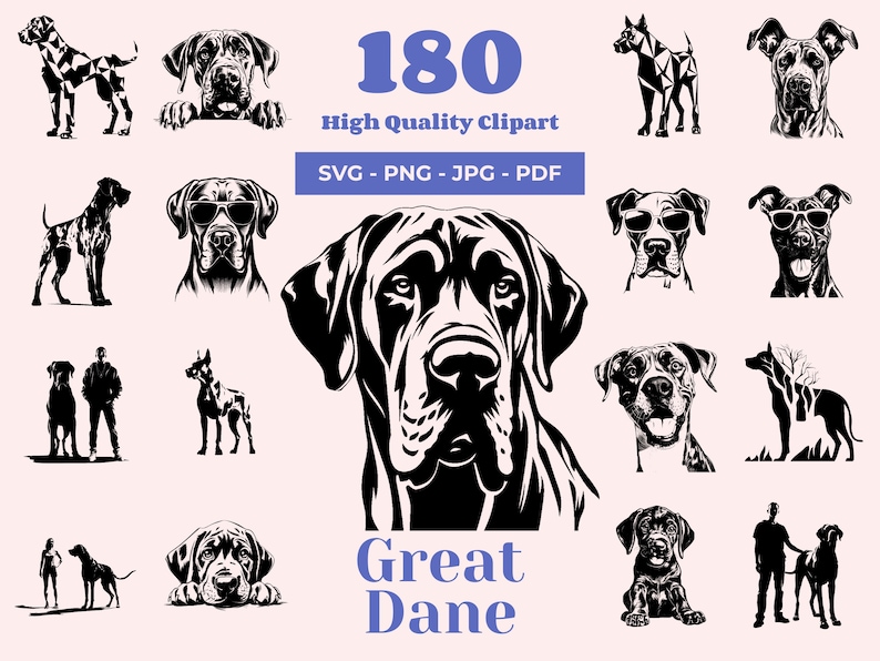 Dane Clipart Bundle – 180 Dog SVG Designs (digital Download) - Etsy