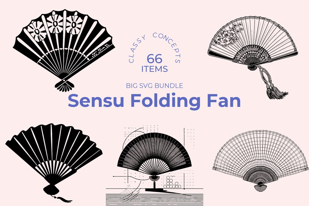 Sensu Folding Fan SVG Bundle 66 Laser Cut Files Traditional Japanese ...