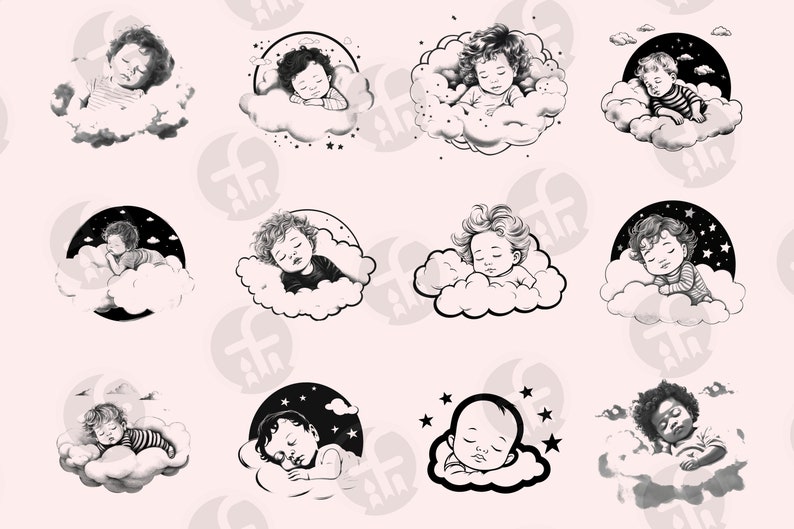 Sleeping Baby SVG 19 Cut Files Nursery Decor Toddler on - Etsy