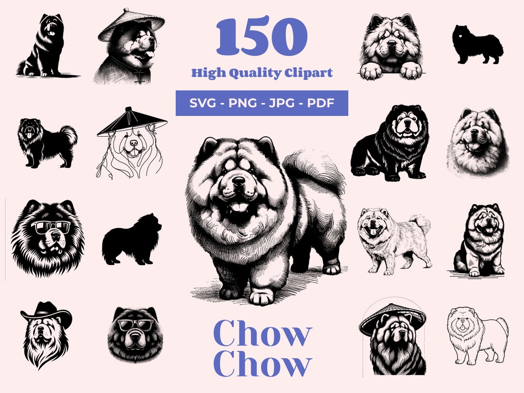 Chow Chow SVG Bundle - 150 Designs - Fluffy Dog Clipart - for Cricut ...