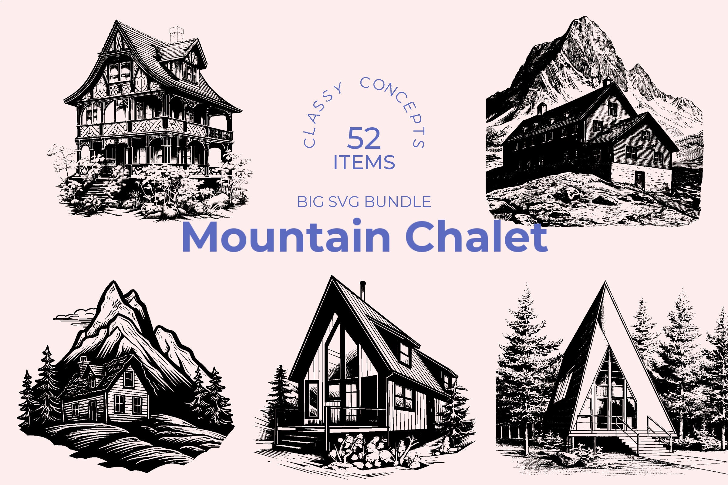 Mountain Chalet SVG Bundle: 52 Vintage Engravings (digital Download) - Etsy