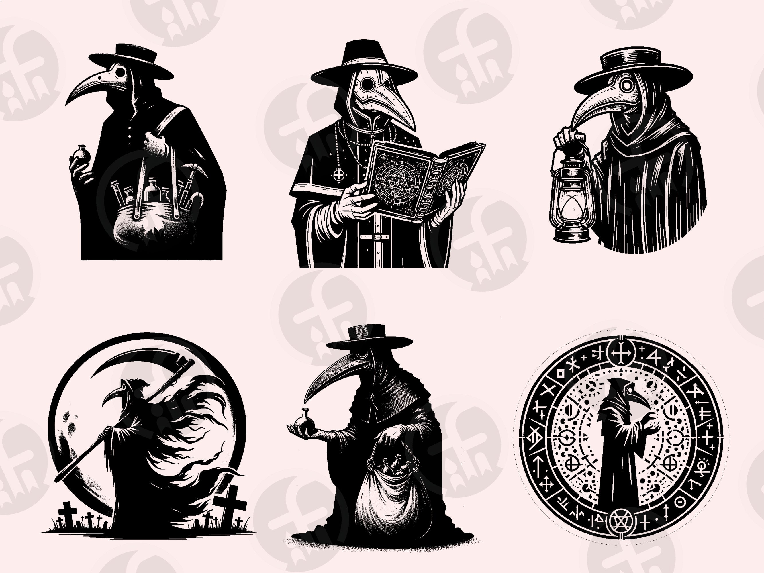 Plague Doctor SVG Bundle: 54 Gothic Halloween Designs (digital Files ...