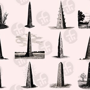 Obelisk SVG Bundle - 36 Vintage Engravings - Cut Files - Timeless ...