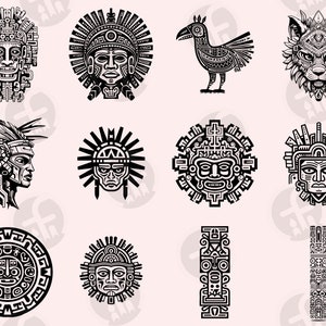 Aztec SVG Bundle - 96 Unique Designs - Ancient Mesoamerican Art ...