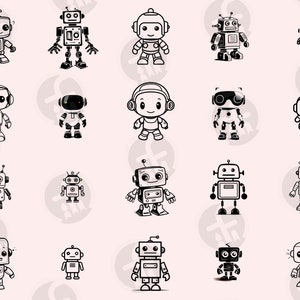 Toy Robot SVG Bundle - 120 Cut Files - Robot Silhouette and Clip Art ...