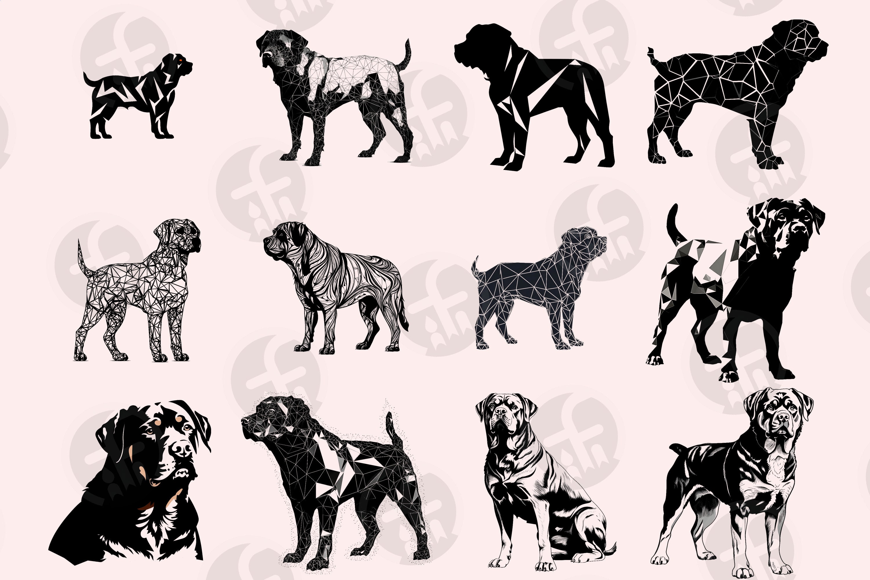 Rottweiler SVG Bundle - 80 Cut Files - Rottie Art - DIY Craft Projects ...
