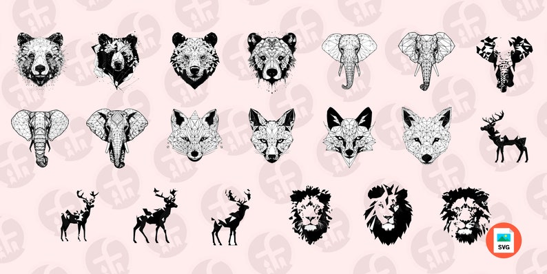 Geometric Animal Portraits SVG Bundle 20 Abstract - Etsy