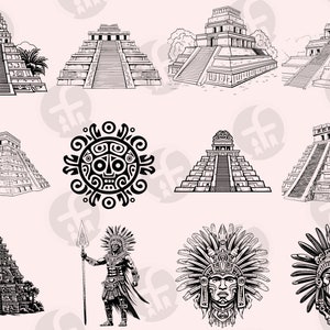 Aztec SVG Bundle 96 Unique Designs Ancient Mesoamerican Art Sublimation ...