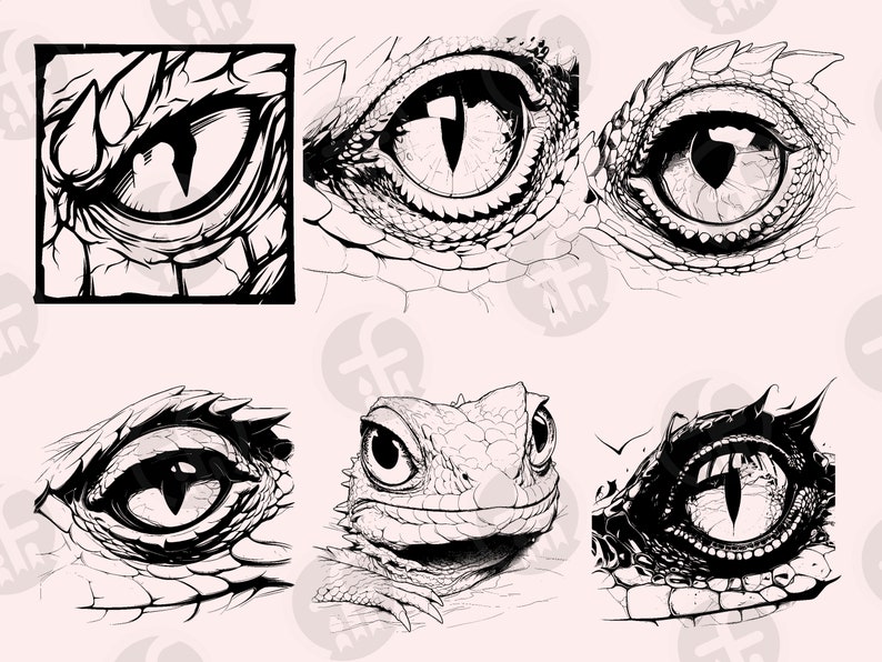 Lizard Eye SVG Clipart Bundle: Reptilian Gaze Designs (digital Download ...