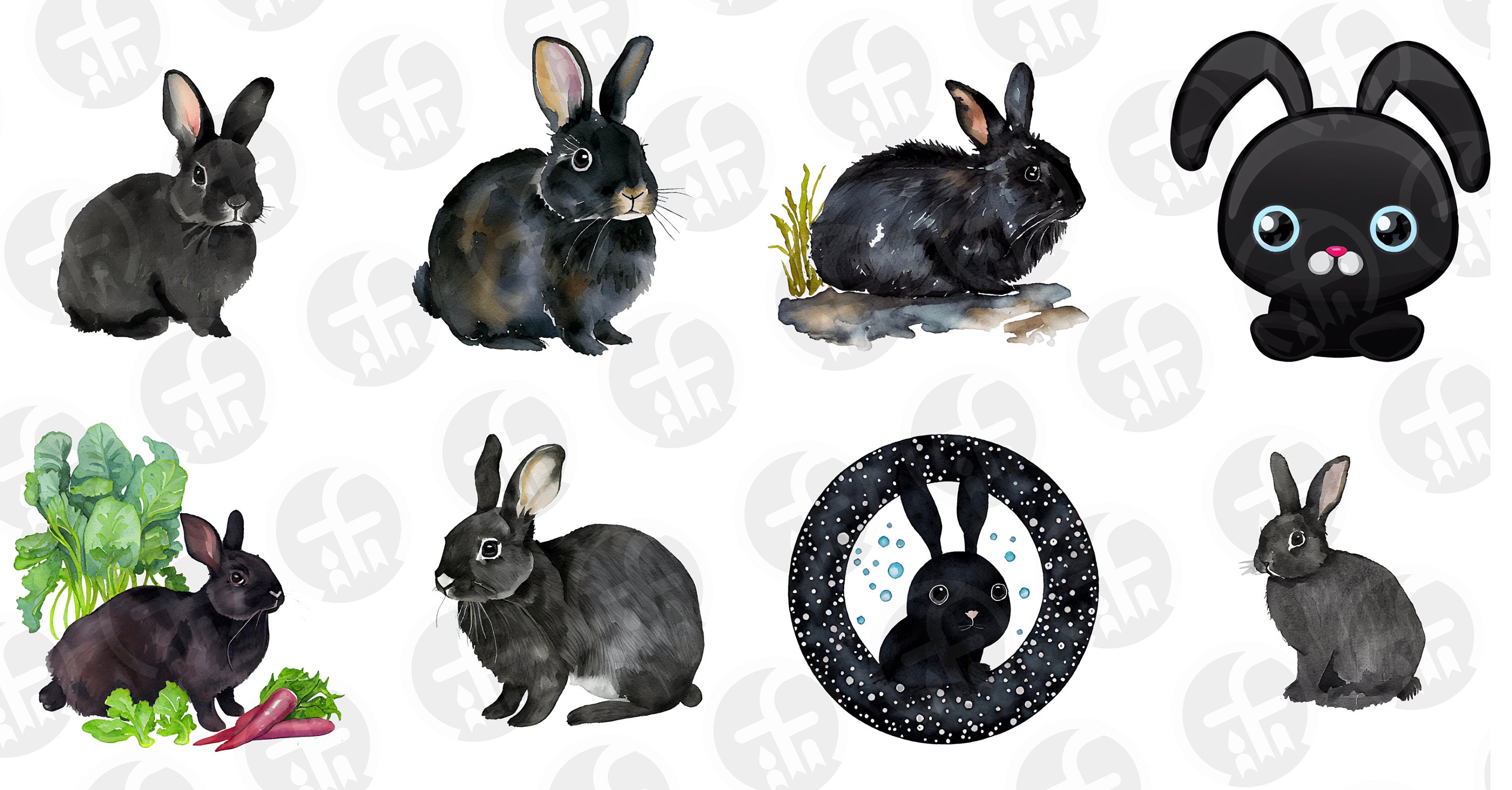 Symbol of 2023: the Black Water Rabbit 24 Unique Designs - Etsy