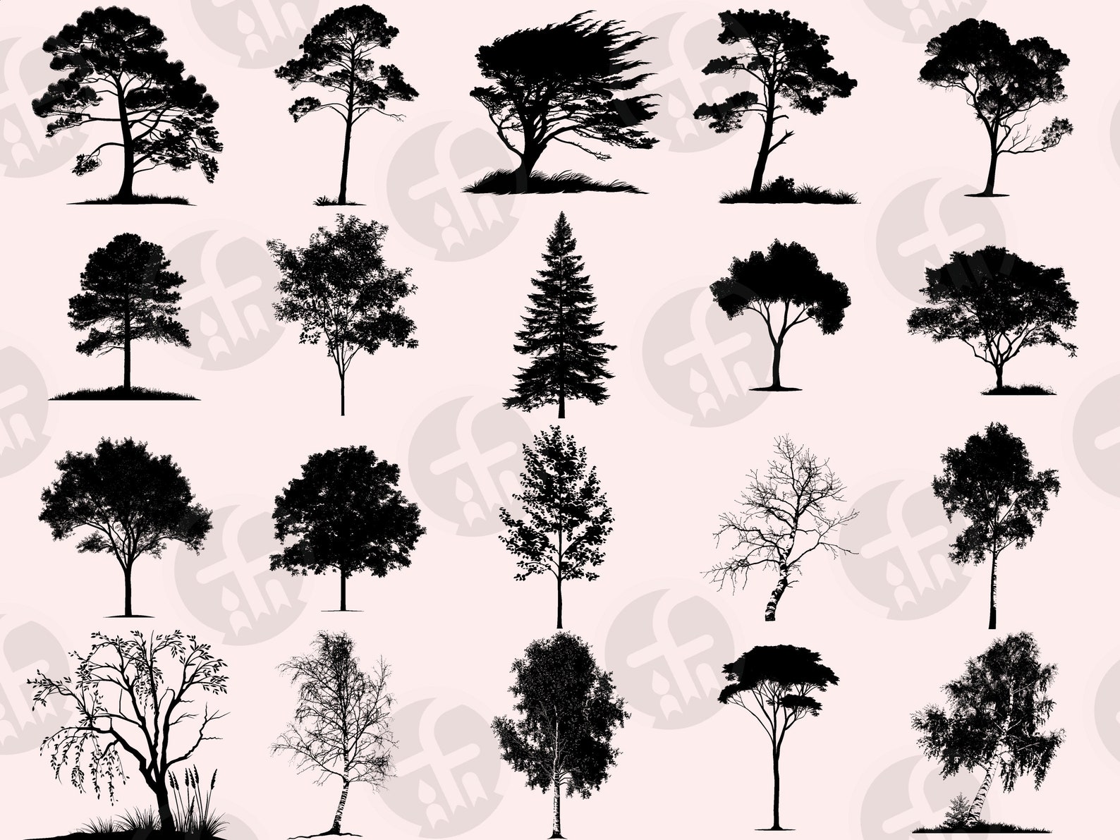 Realistic Tree SVG Bundle: 180 Forest Clipart Cut Files (digital ...
