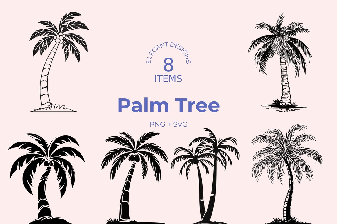 Palm Tree SVG - 8 Minimalist Artworks - Tropical Beach Clipart ...