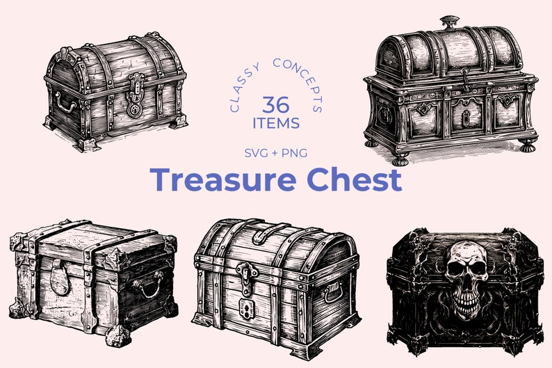 Treasure Chest SVG Bundle 36 Vintage Engravings Cut Files - Etsy