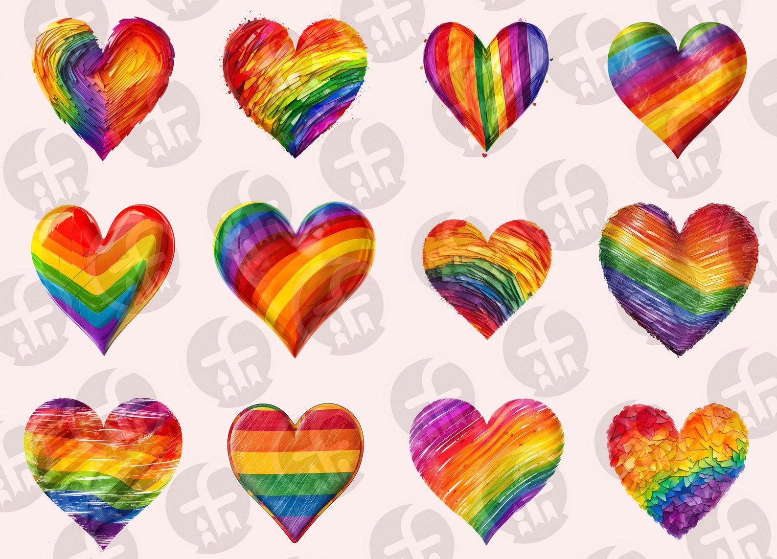 Pride Flag SVG Hearts - 72 Designs - LGBT PNG Bundle - Colourful Svg ...