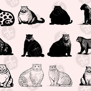 Fat Cheetah SVG Bundle - 64 Designs - Cute Cheetah Clipart - Funny Big ...