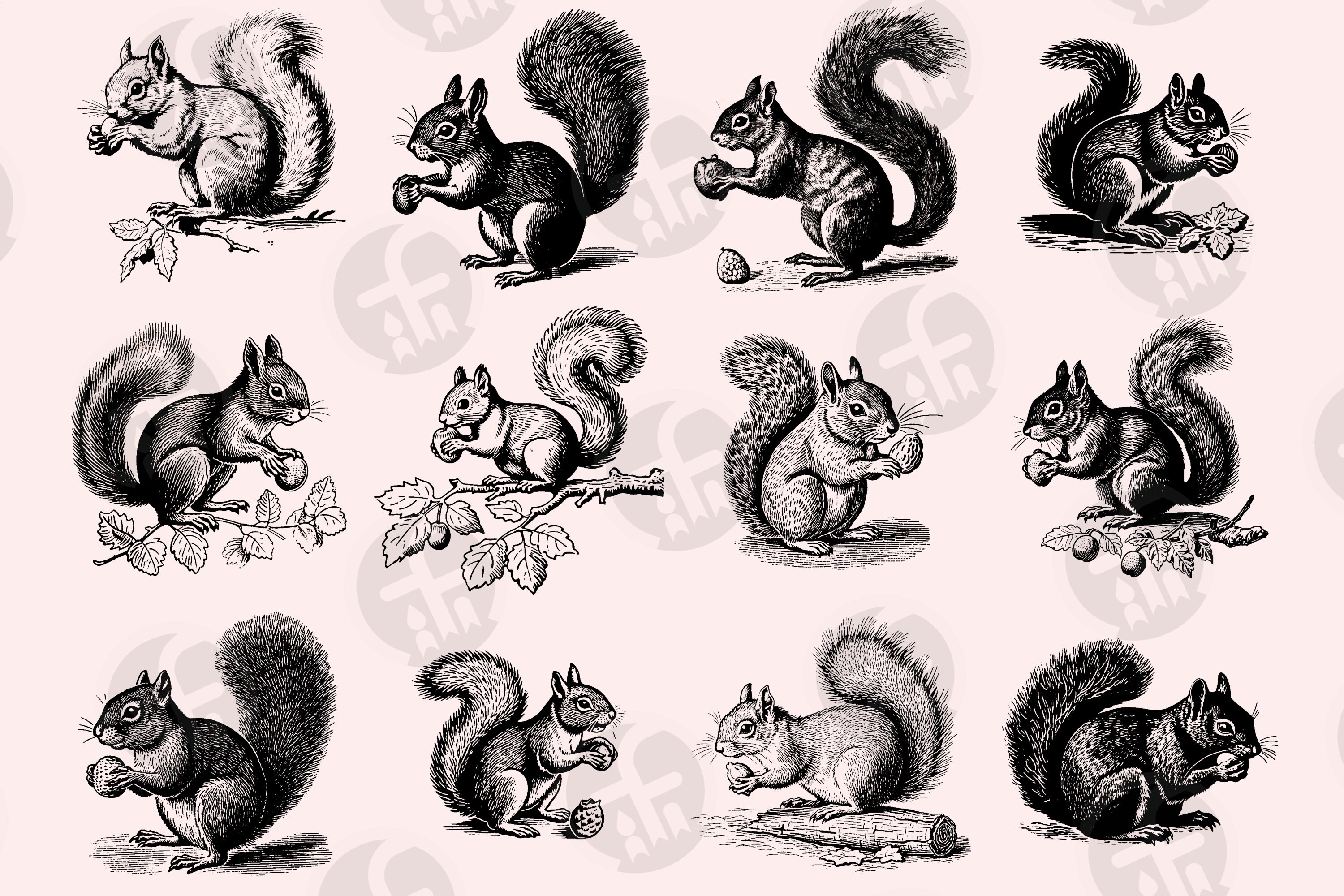 Squirrel and Acorn SVG Bundle 36 Vintage Engravings Cut - Etsy