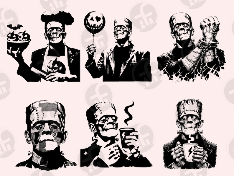 Frankenstein SVG Bundle: 36 Halloween Monster Clipart Designs (digital ...