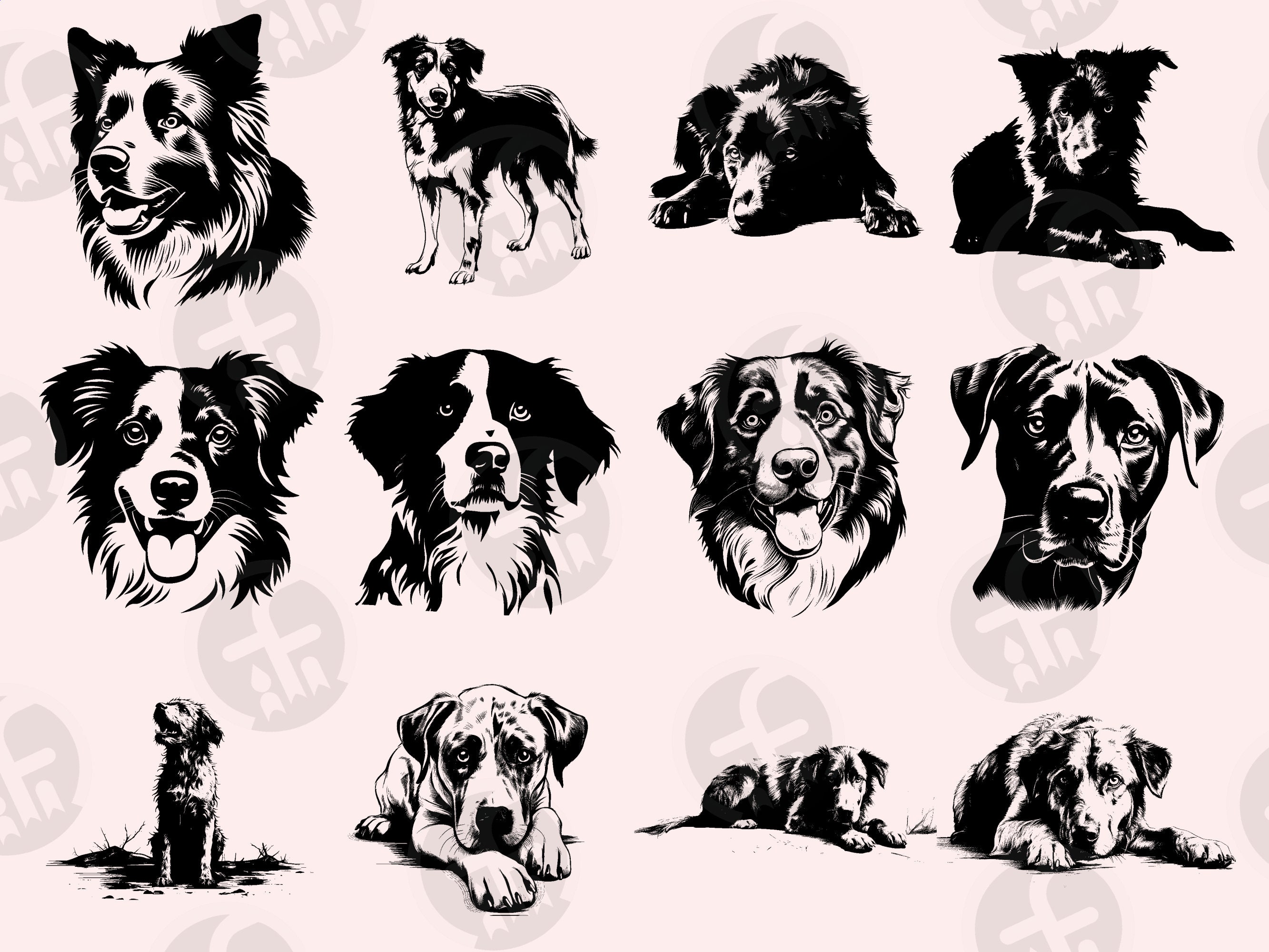 Stray Dog SVG Bundle: 96 Mutt Illustrations (digital Download) - Etsy