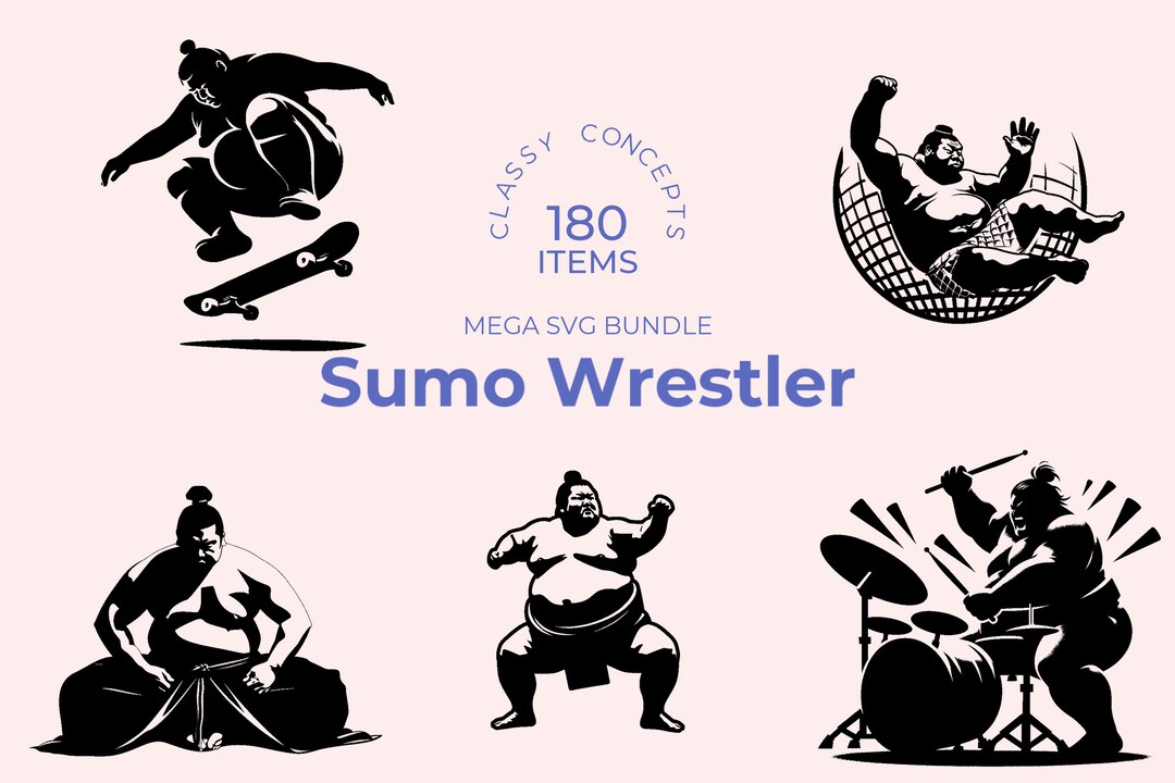 Sumo Wrestler SVG Bundle 180 Cut Files Japanese Sports Icons for Laser ...