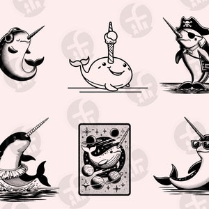 Chibi Narwhal SVG Bundle - 36 Designs - Cute Narwhal Clipart - Kawaii ...