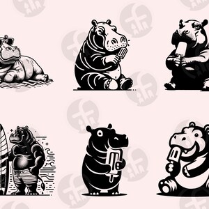Hippo SVG Bundle - 54 Designs - Floaty Svg - Hippopotamus for Laser ...