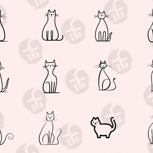 Cats Line Art SVG Bundle 72 Cut Files Minimalist Cat Clip Art Black and ...