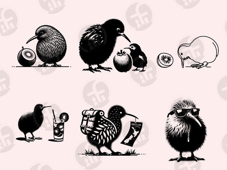 Kiwi Bird SVG Clipart Bundle: New Zealand Bird Designs (36 Cut Files ...