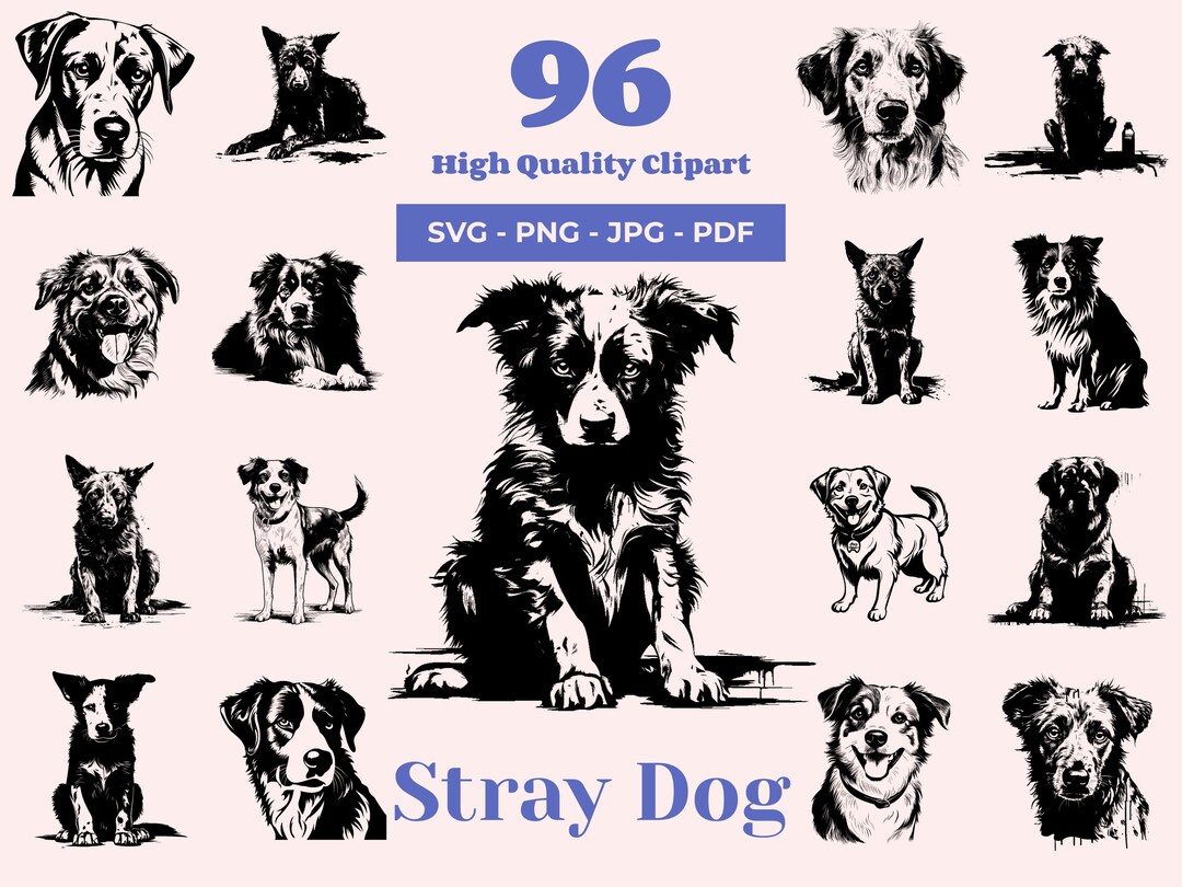 Stray Dog SVG Bundle - 96 Cut Files - Mongrel Art - Street Dog ...