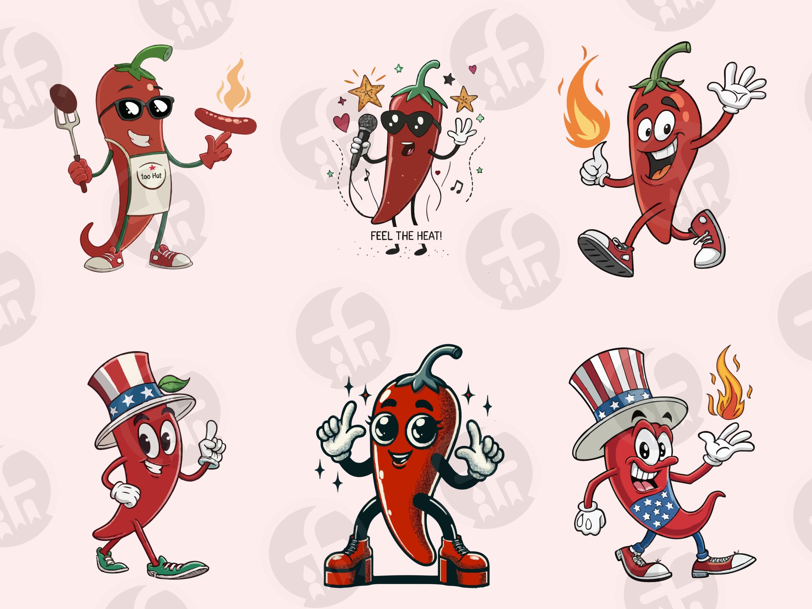 Red Hot Chili Pepper SVG Bundle: Spicy Character Designs (digital ...