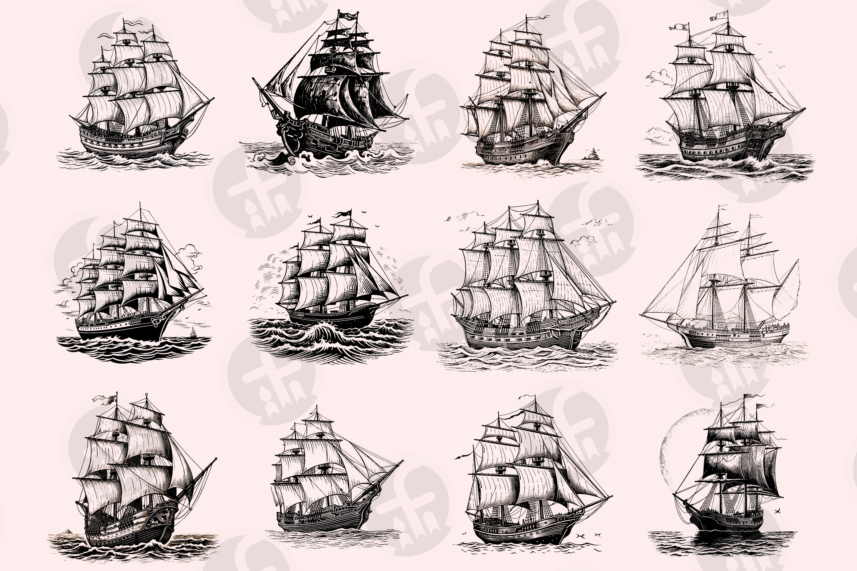 Sailing Ship SVG Bundle 24 Vintage Engravings Cut Files - Etsy UK