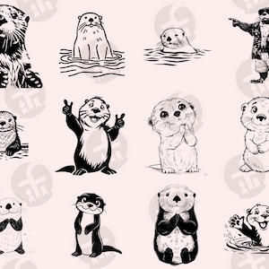 Cool Sea Otter SVG Bundle - 96 Cut Files - Cute Otter Designs for Laser ...