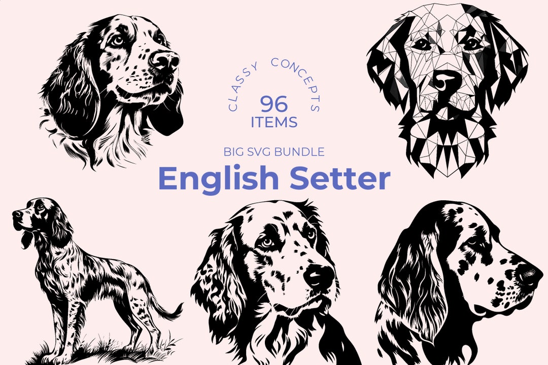 English Setter SVG Bundle 96 Cut Files Classic Sporting Dog Art ...