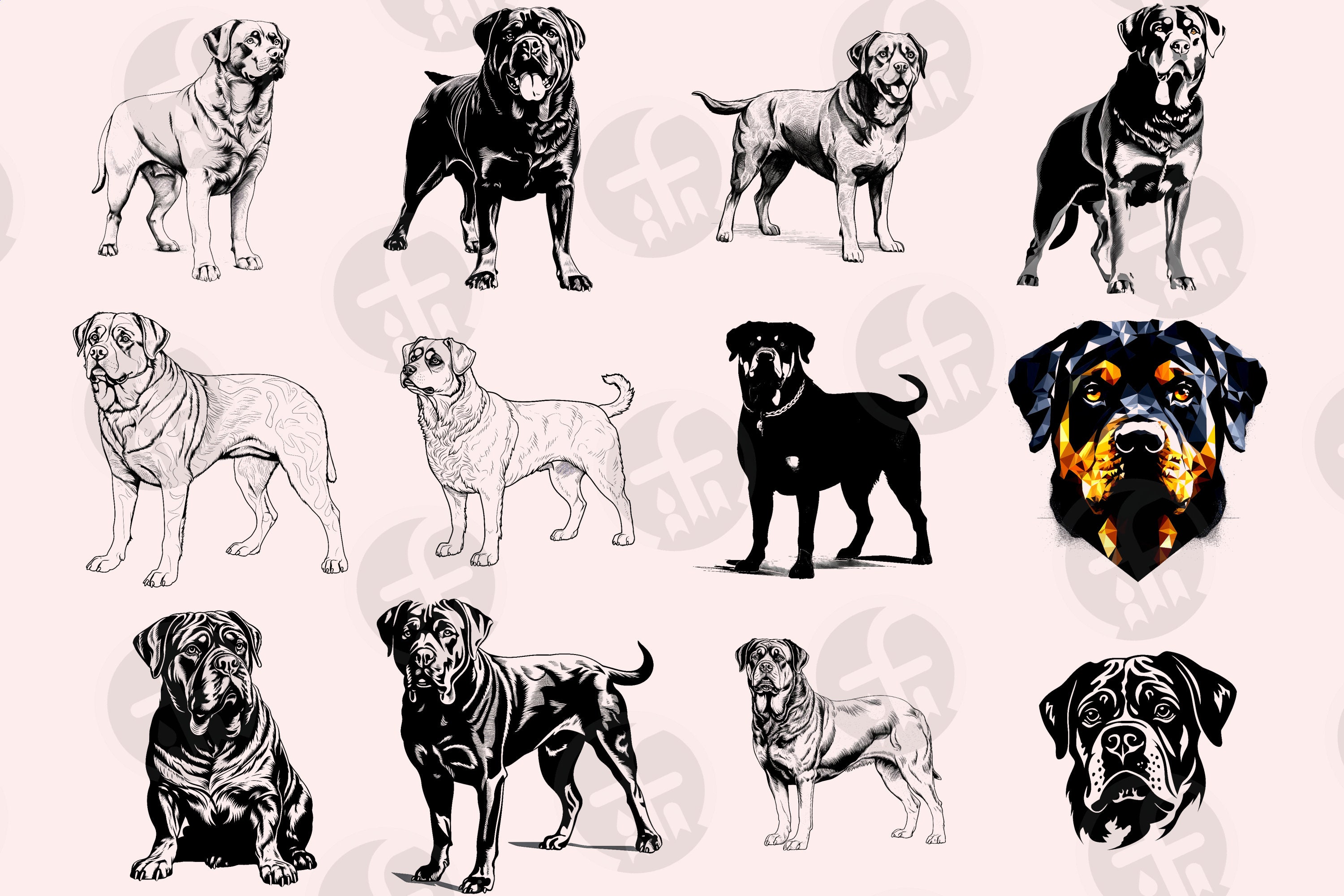Rottweiler SVG Bundle 80 Cut Files Rottie Art DIY Craft - Etsy