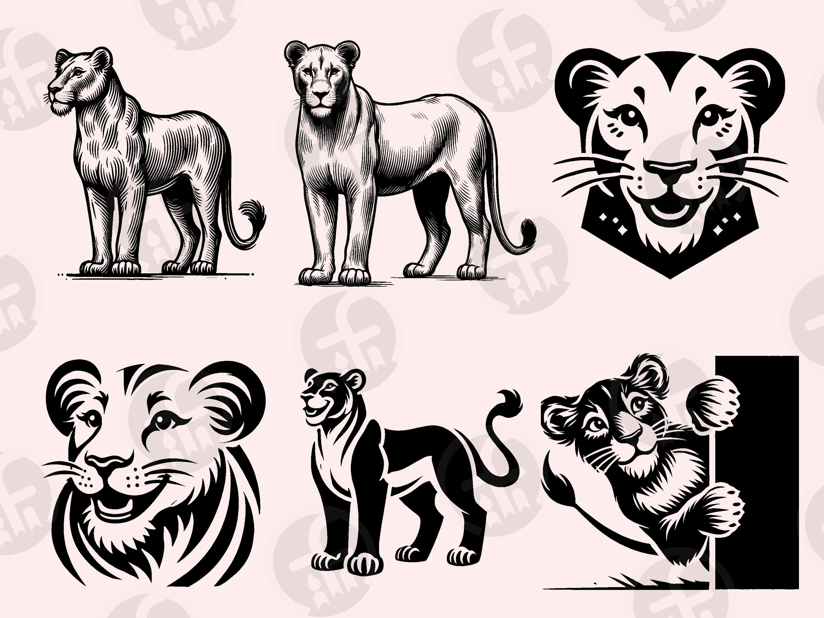 Lioness SVG Clipart Bundle: African Wildlife Designs (54 Files) - Etsy