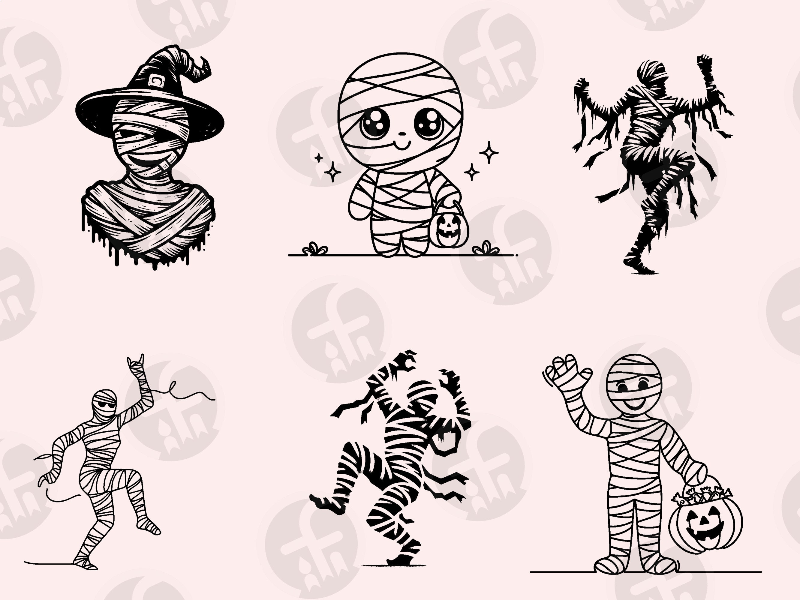 Halloween Mummy SVG Bundle – 36 Spooky Designs (digital Download - Etsy