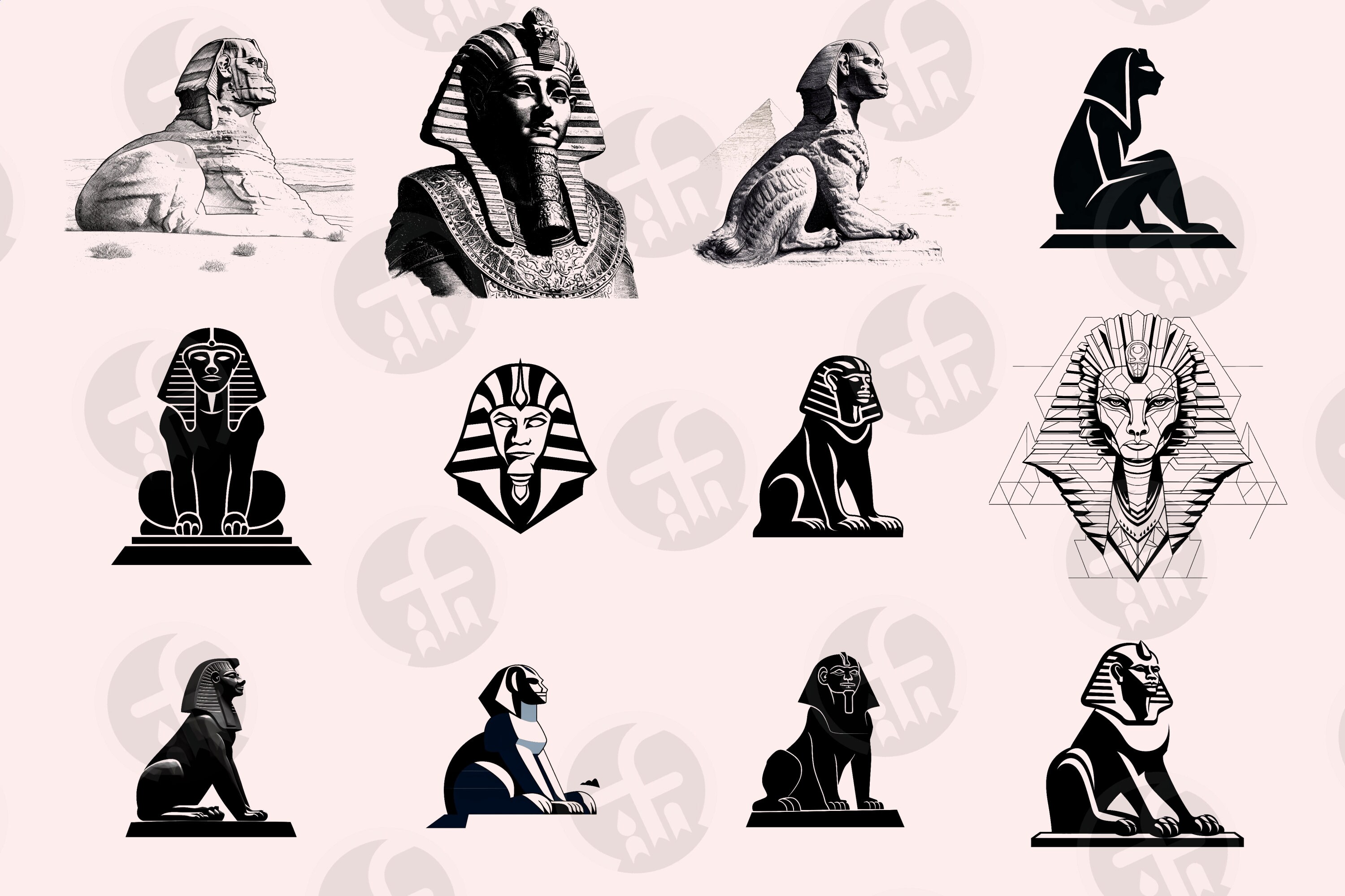 Egyptian Sphinx SVG Bundle 84 Cut Files Symbol of Ancient - Etsy