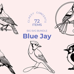 Black and White Blue Jay SVG Bundle 72 Distinct Bird Designs Ideal for ...