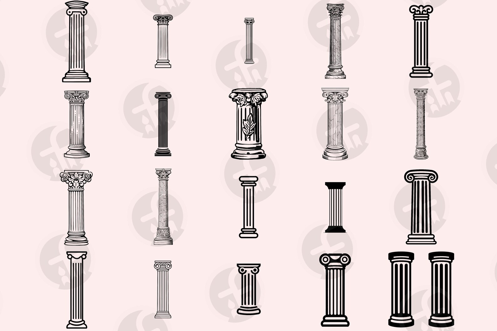 Roman Column SVG Bundle 126 Cut Files Ancient Architecture in Black and ...