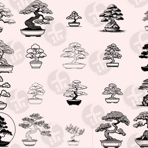 Bonsai Tree SVG Bundle - 150 Cut Files - Japanese Garden Art for Laser ...
