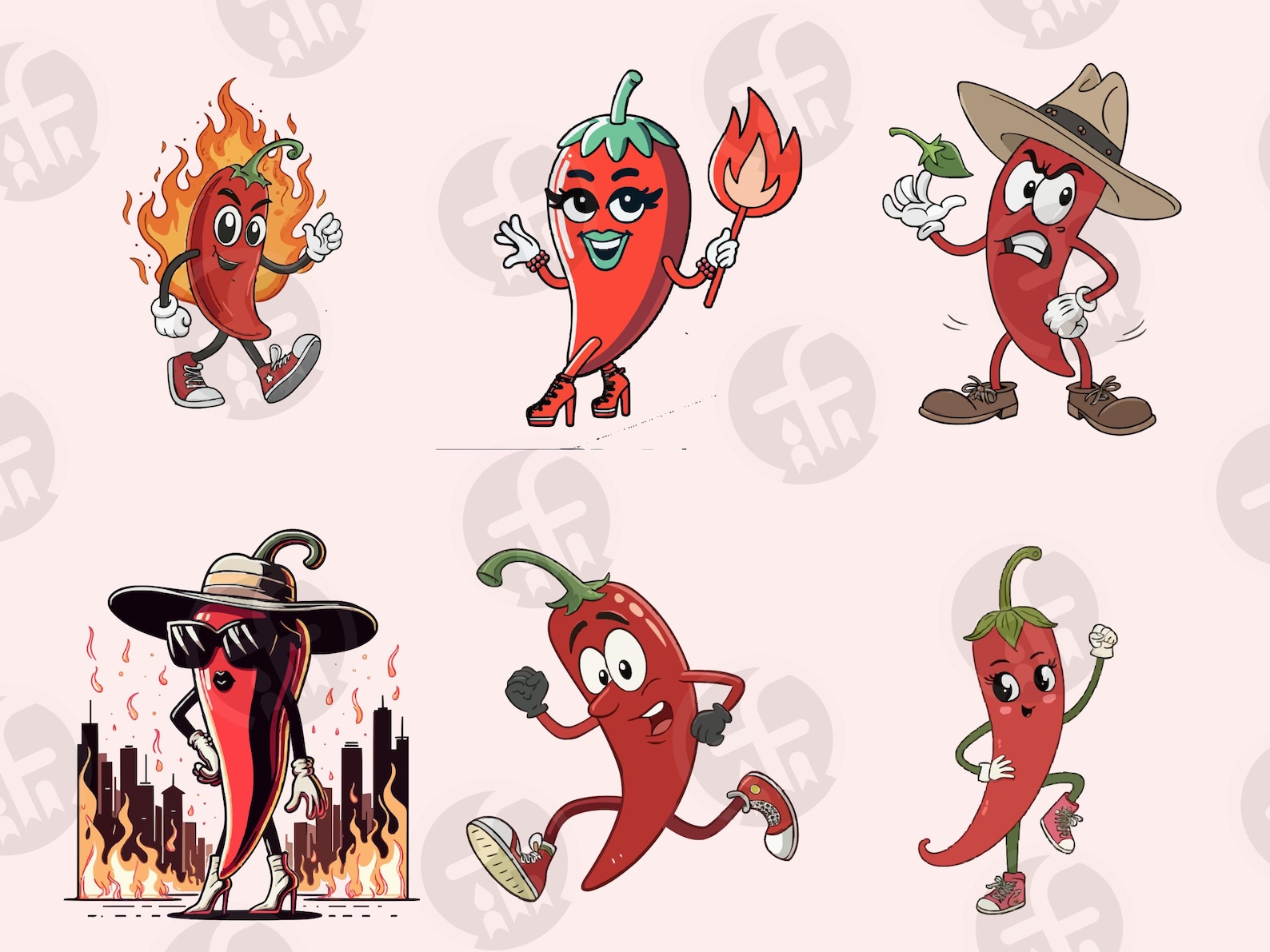 Red Hot Chili Pepper SVG Bundle: Spicy Character Designs (digital ...