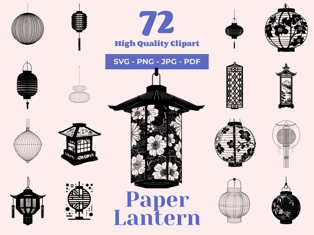 Japanese Paper Lantern SVG Bundle: 72 Laser Cutting Designs (digital ...