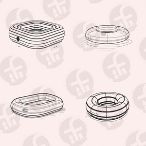Pool Floats SVG - 8 Minimalist Line Artworks - Inflatable Ring Design ...