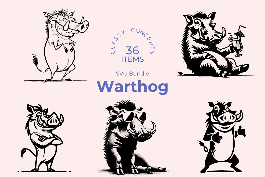 Warthog SVG Bundle 36 Cut Files Funny Designs for Laser Cutting, Cricut ...