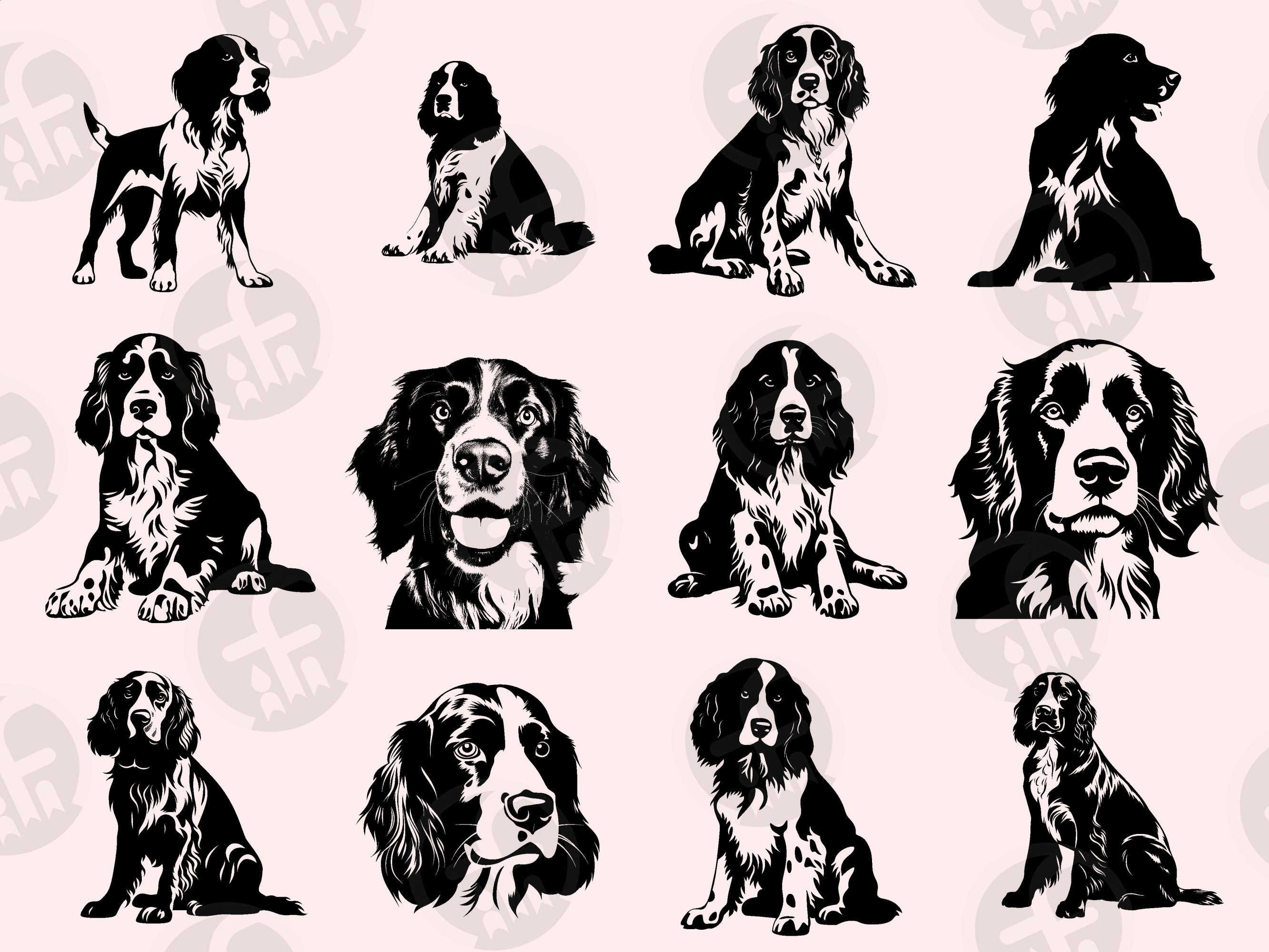 English Springer Spaniel SVG Clipart Bundle: 96 Dog Designs (digital ...