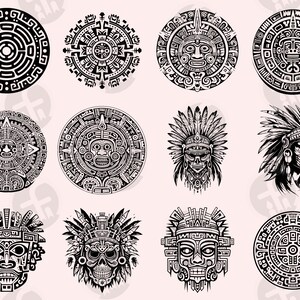 Aztec SVG Bundle - 96 Unique Designs - Ancient Mesoamerican Art ...